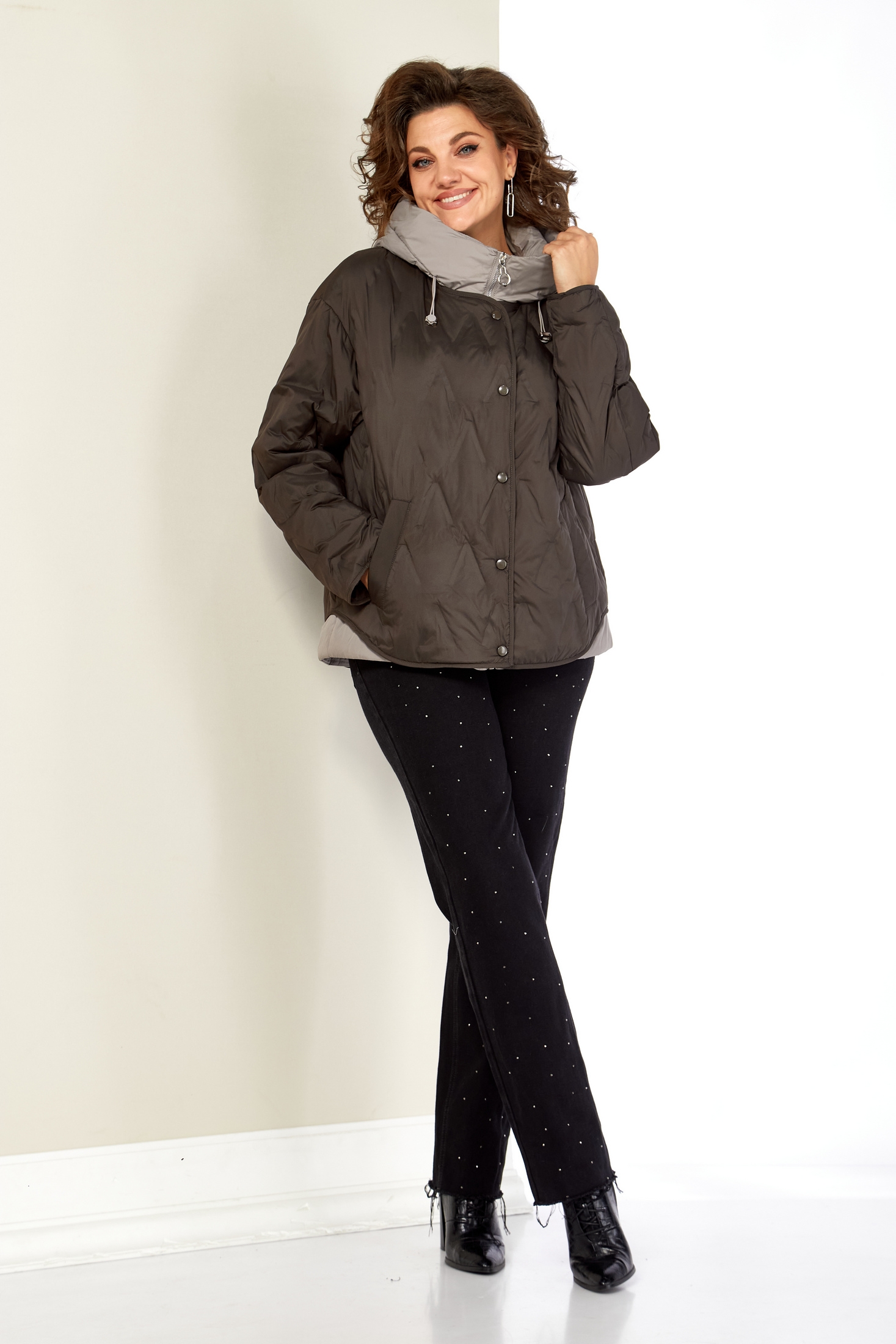 Куртка 2193 пепельно-коричневый Shetti купить в интернет магазине Велесмода